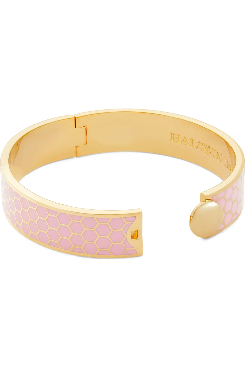 Light Pink & Gold Honeycomb Enamel Hinged Bangle Bracelet – Carrie Dunham