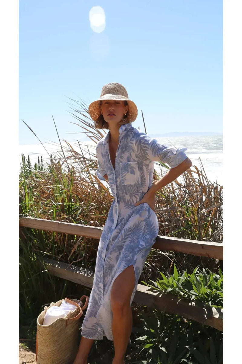 Sky Palm Gauze Boyfriend Maxi Dress – Carrie Dunham