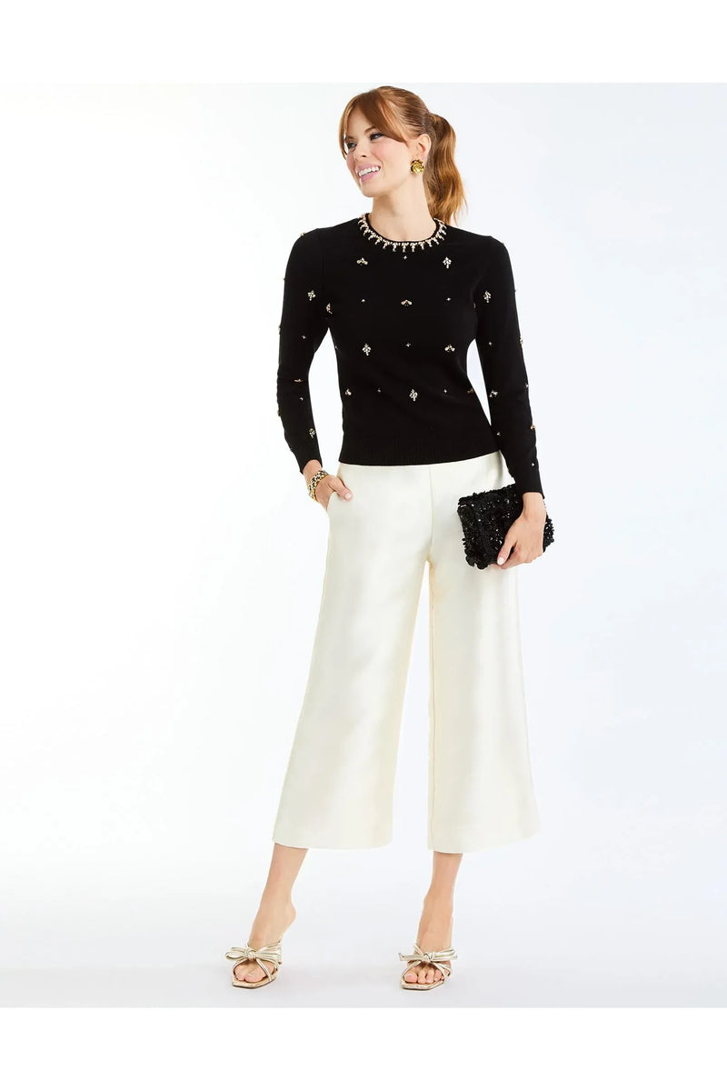 Beaded Black Embellished Crew-Neck Phoebe Sweater – Carrie Dunham