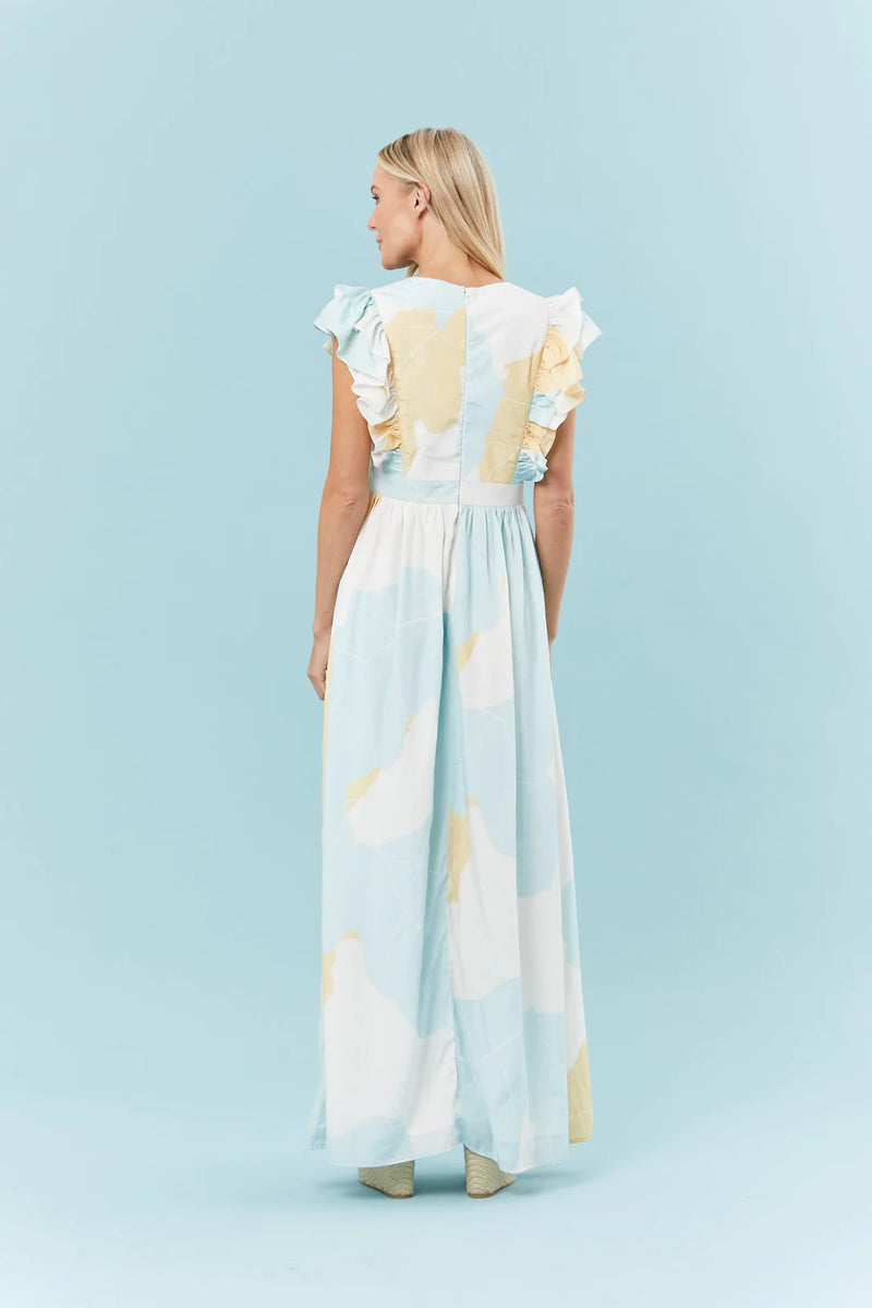 Soft Blue Palms Hand-Embellished Maxi Dress – Carrie Dunham