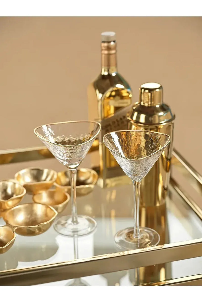 Aperitivo Triangular DOF Glass Clear w/Gold Leaf - set of four – Carrie ...