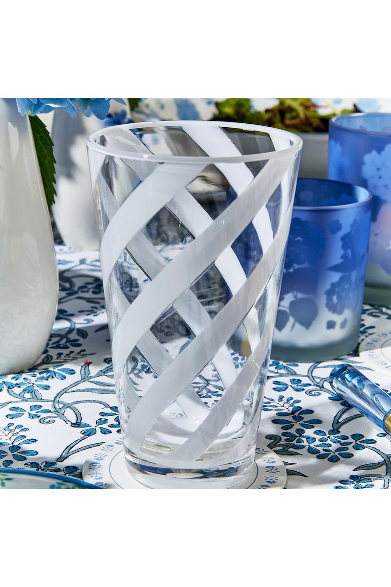 Tall White Striped Acrylic Drinking Glasses - Set of 2 – Carrie Dunham