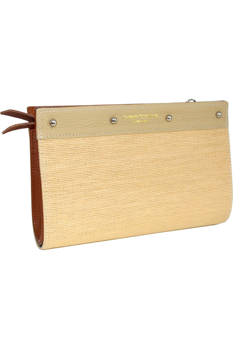 Lizzie Reversible Navy Pebble Leather Reversing to Tan Raffia Clutch C ...