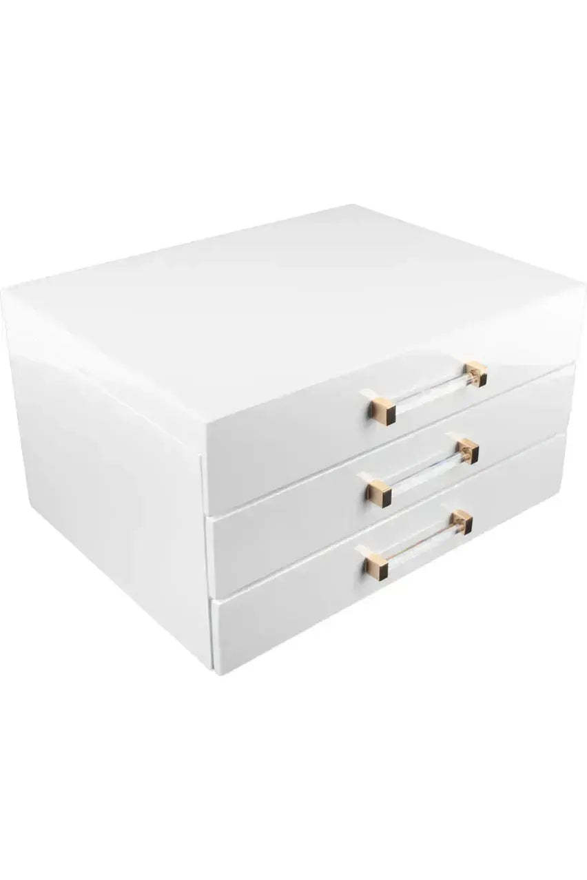 White Jewelry Box Floor Shop 4 Layer Elegant White Faux Leather